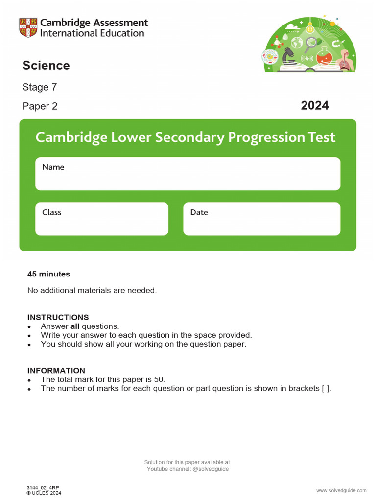 Stage7 Science Paper2 2024 | PDF | Chemical Substances | Atoms