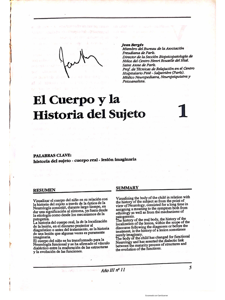 Berges, El Cuerpo y La Historia Del Sujeto. | PDF