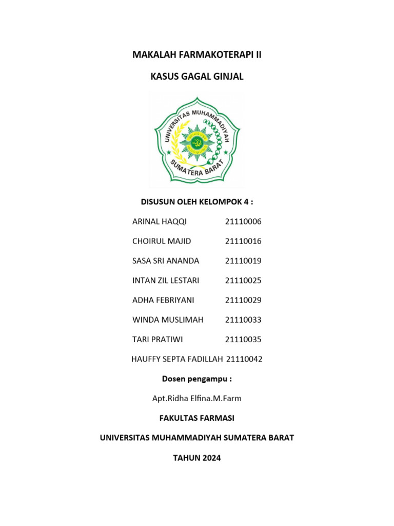 MAKALAH FARMAKOTERAPI II Sasa | PDF