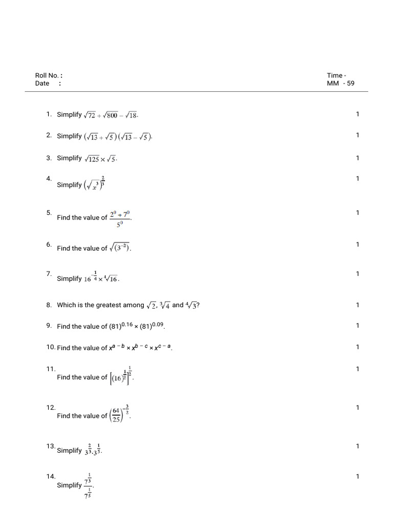 Grade 9 Practice Work | Download Free PDF | Mathematical Notation | Mathematical Objects