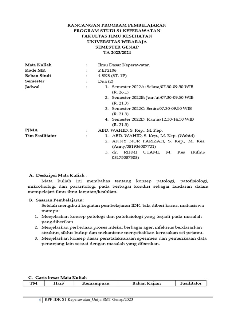 RPP IDK GENAP 2023-2024 Benar | PDF