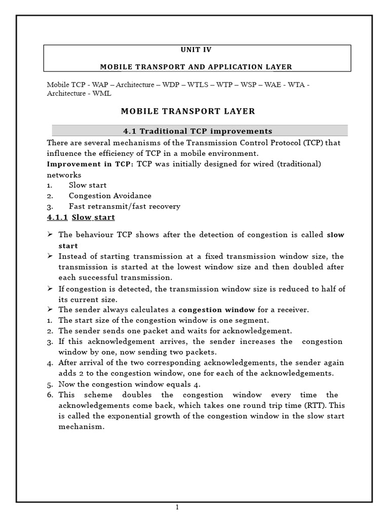 Unit Iv | PDF | Transmission Control Protocol | Network Congestion