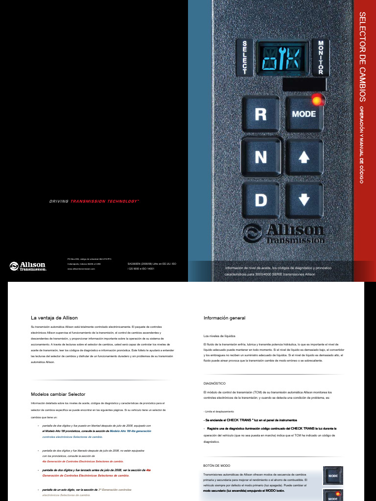 selector de marchas y codigos de falla.español.pdf | PDF | Transmisión ...