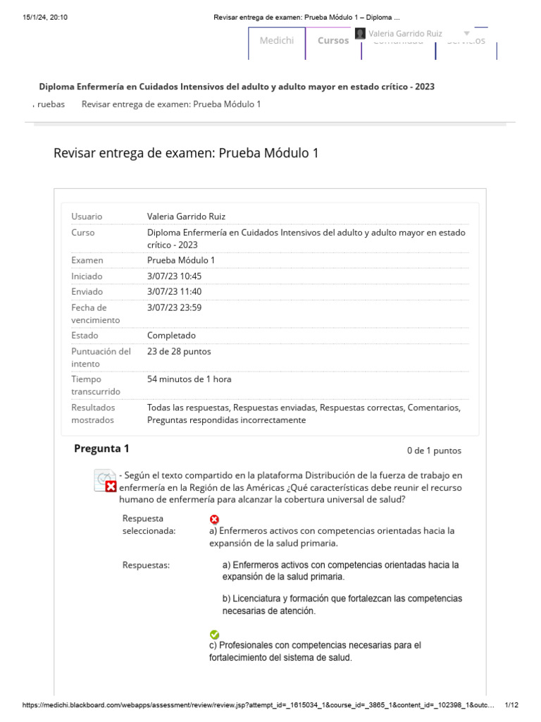 prueba modulo 1 | PDF | Enfermería | Unidad de Cuidados Intensivos