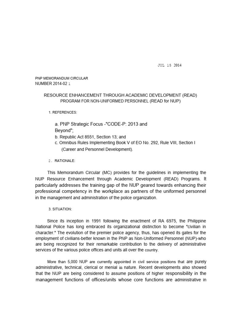 PNP MC 2014-021 Resource Enhancement Through Academic Development ... PNP MC 2014-021 Resource Enhancement Through Academic Development ...