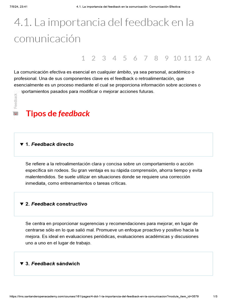 Tipos y Técnicas de Feedback Efectivo | PDF | Realimentación | Modificación de comportamiento