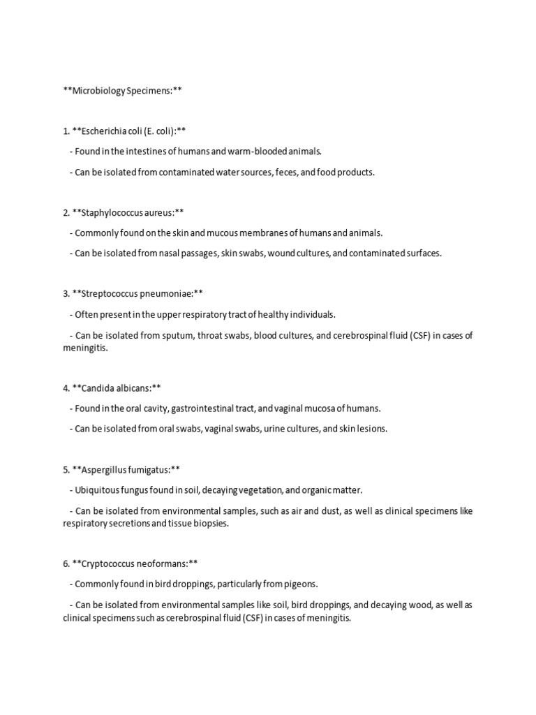 Microbiology Specimens Pdf Meningitis Immunology