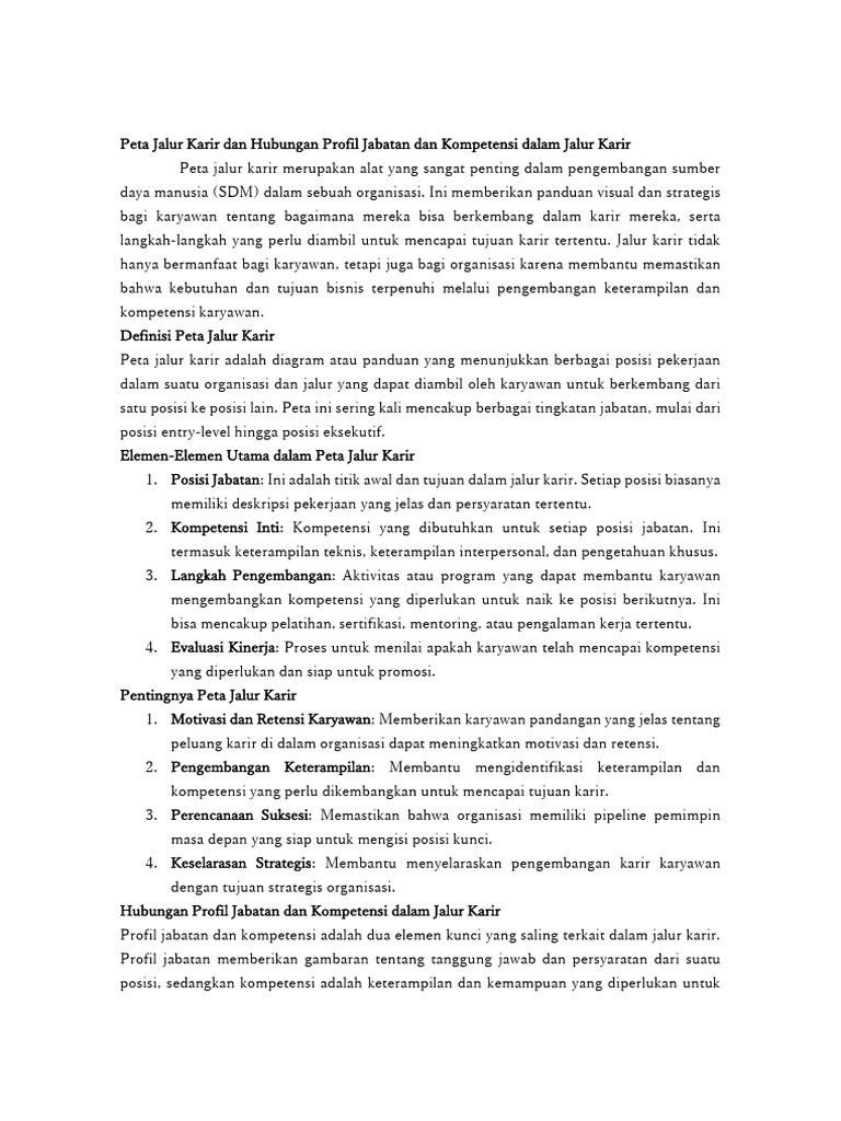 Peta Jalur Karir dan Hubungan Profil Jabatan dan Kompetensi dalam Jalur ...