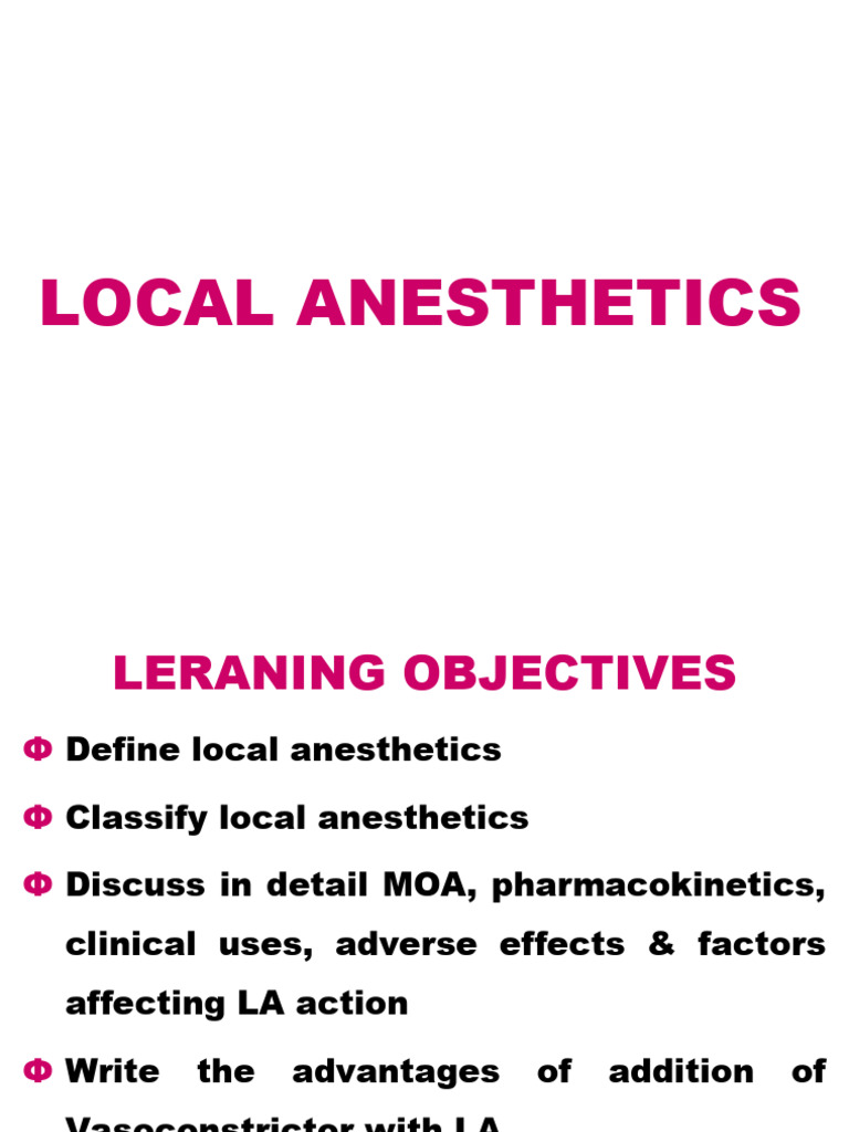 Comprehensive Guide to Local Anesthetics | PDF | Anesthesia | Clinical Medicine