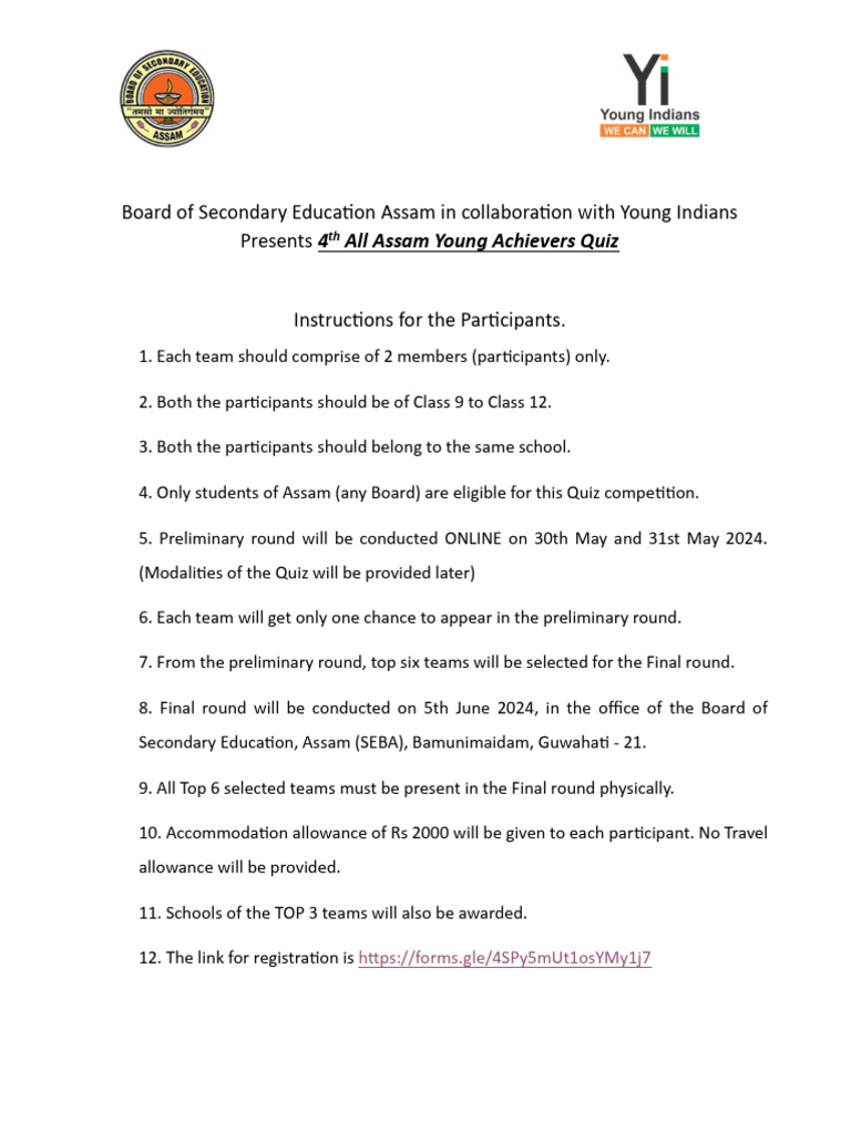 Board of Secondary Educa On Assam in Collabora On With Young Indians ...