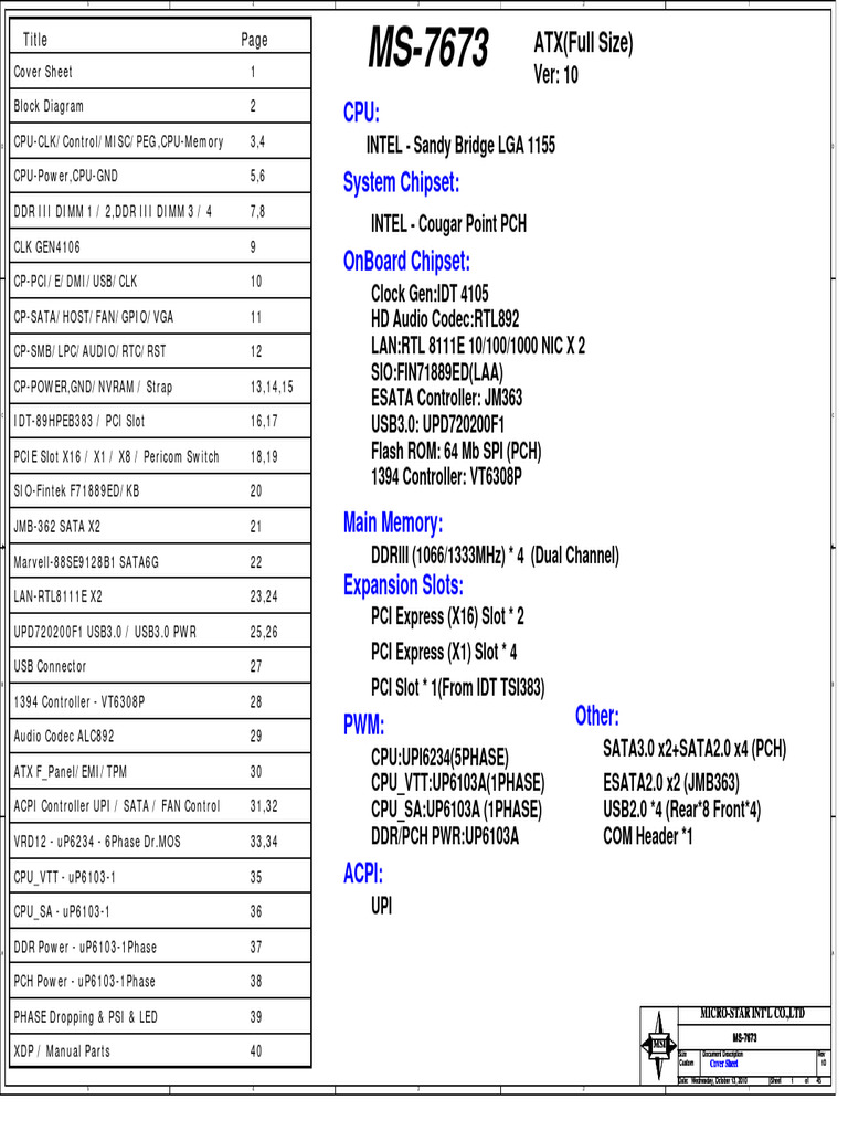 MSI MS-7673 r10 | PDF | Computing | Electronics