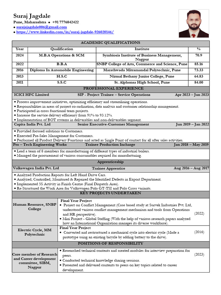 Suraj Jagdale - Resume | PDF | Business