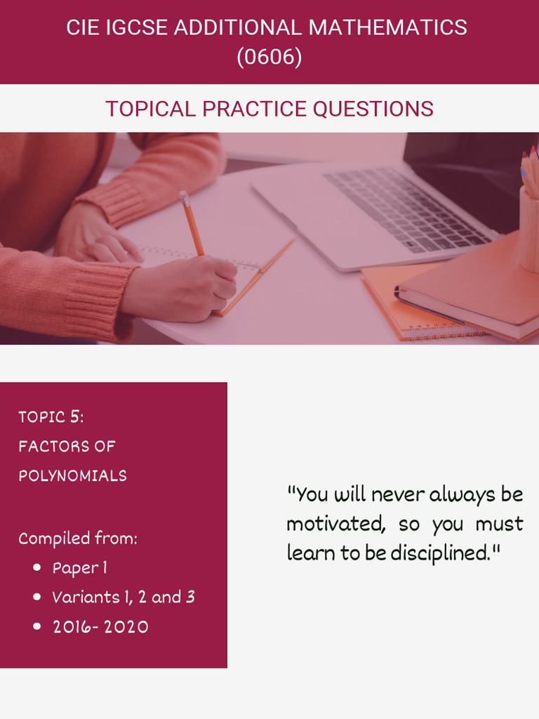 5 Cie Igcse Additional Mathematics Topical Past Paper Factors Of Polynomials Download Free Pdf