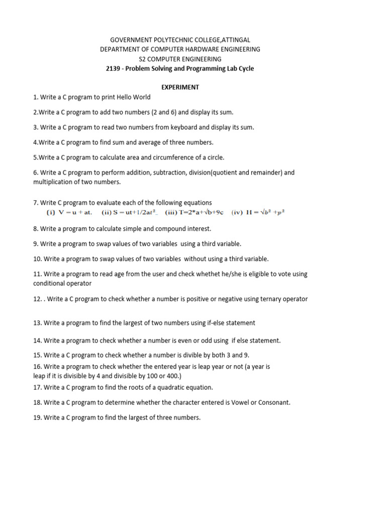 C Lab Cycle | PDF | Numbers | Matrix (Mathematics) C Lab Cycle | PDF | Numbers | Matrix (Mathematics)