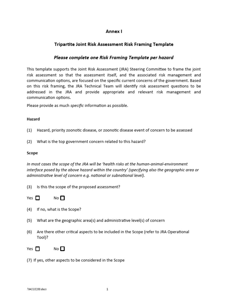 3a. JRA Risk Framing Template | PDF | Risk | Risk Assessment