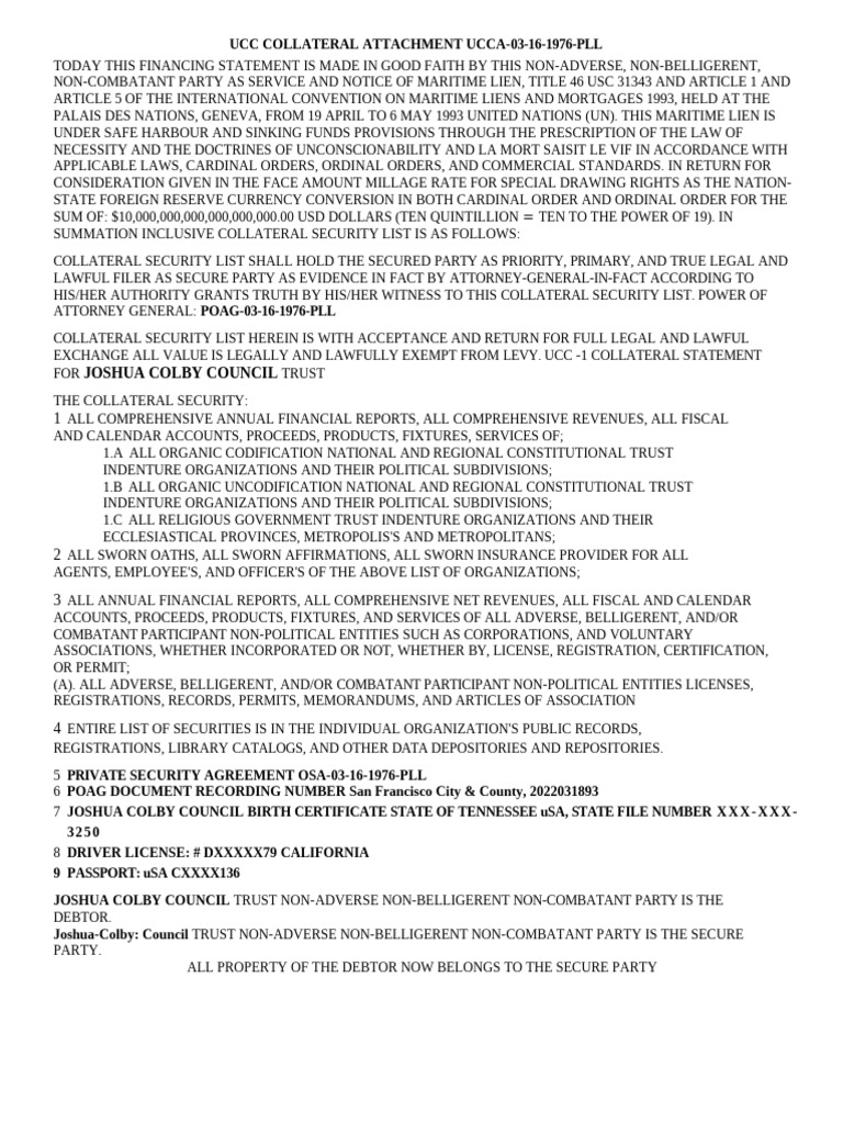 Maritime Lien & Collateral Notice | PDF | Uniform Commercial Code | Business Law