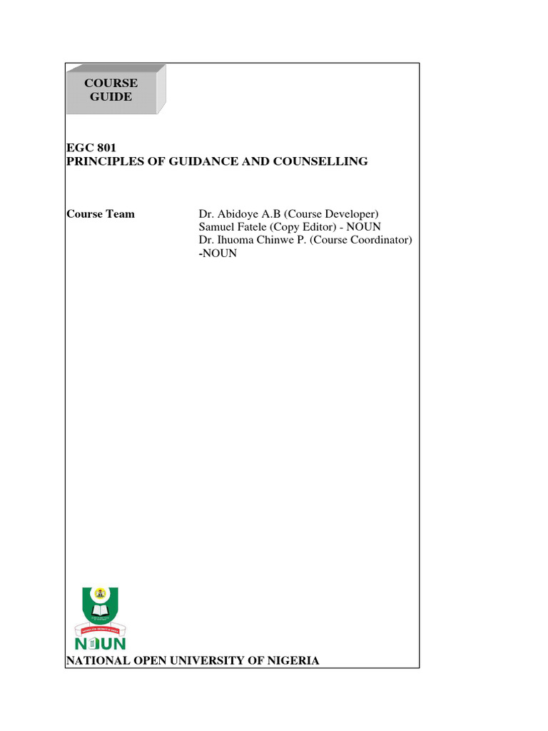 Egc 801 | PDF | Psychotherapy | Counseling Psychology