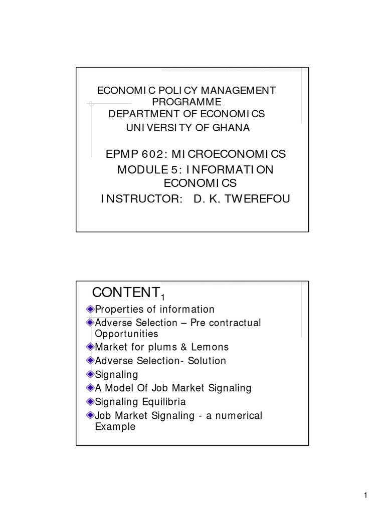 Information Economics | Download Free PDF | Economics | Economic ...