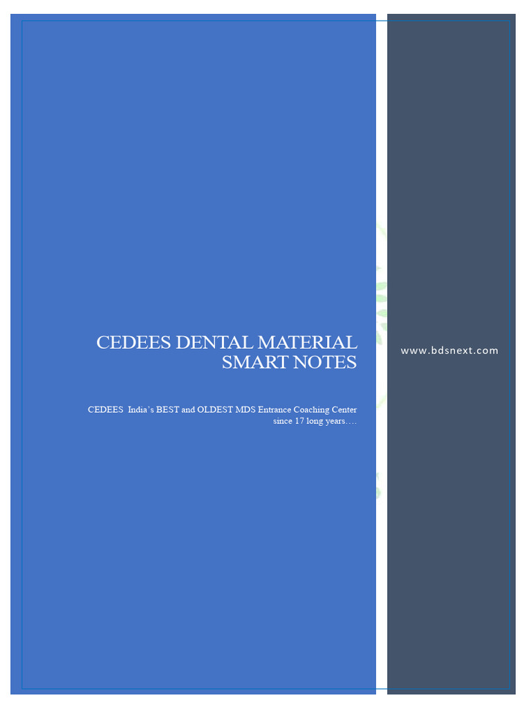 Cedees Dental Material Smart Notes | Download Free PDF | Wetting | Adhesion
