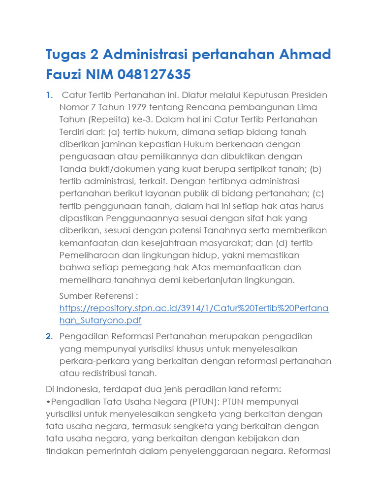 Tugas 2 Administrasi Pertanahan | PDF