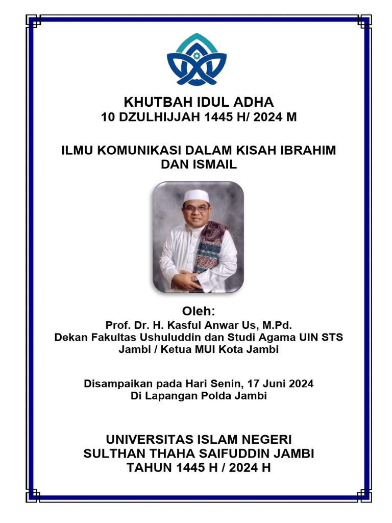 Khutbah Idul Adha 2024 Prof Kasful Us 3 Pdf