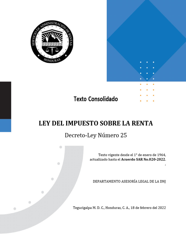 LEY ISR TEXTO CONSOLIDADO HASTA EL Acuerdo No.020 2022 | Descargar ...