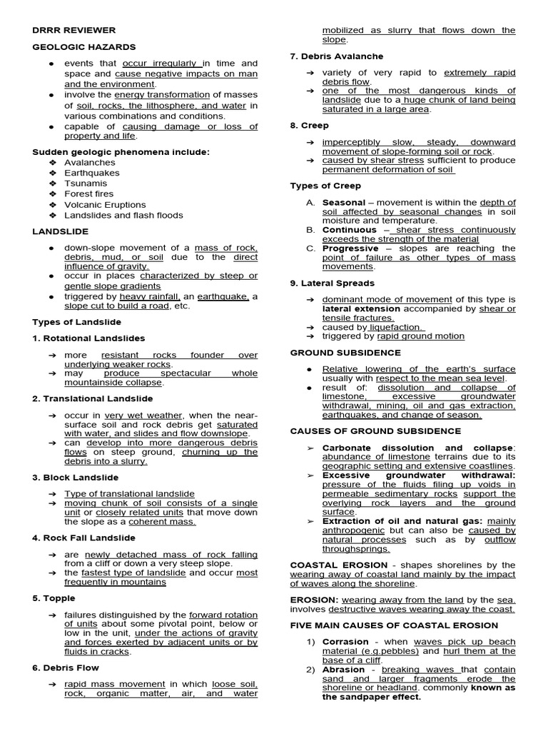 DRRR REVIEWER | Download Free PDF | Fires | Landslide