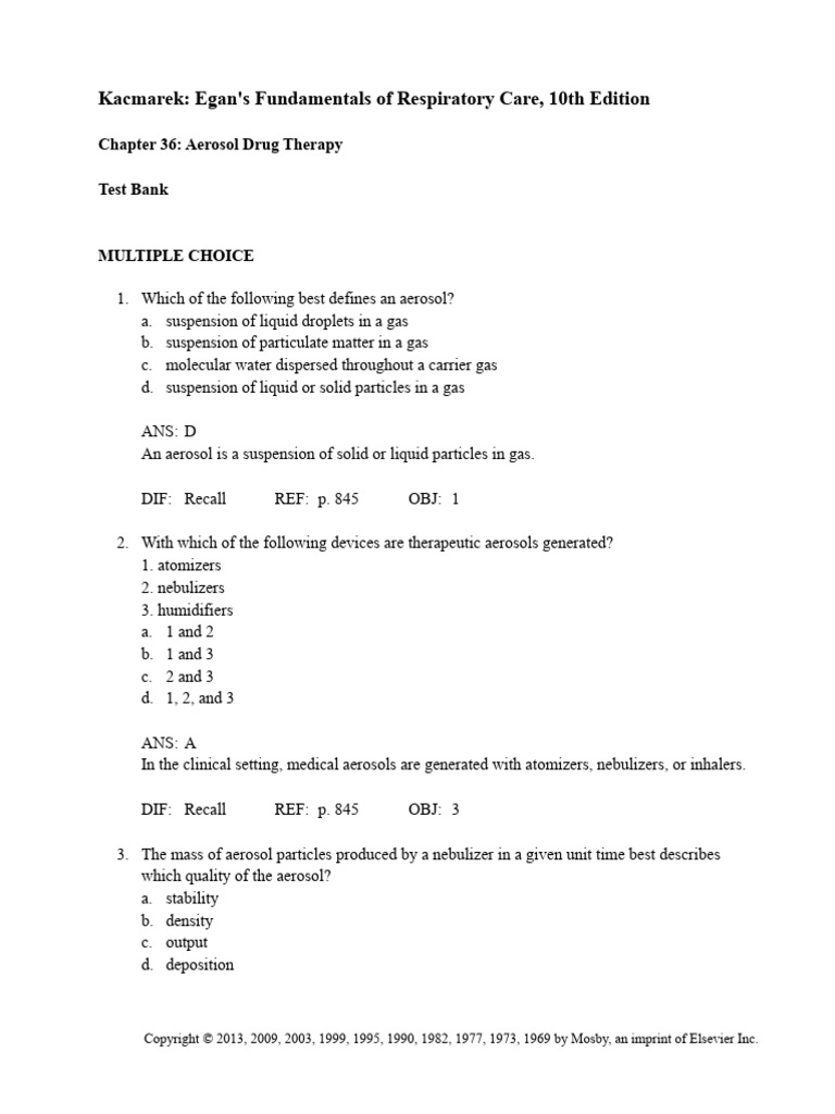 Chapter - 036 Aerosol Drug Therapy | PDF | Aerosol | Respiratory Tract