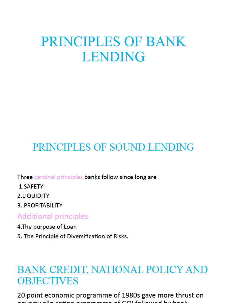 Principles of Bank Lending | PDF | Credit | Finance & Money Management