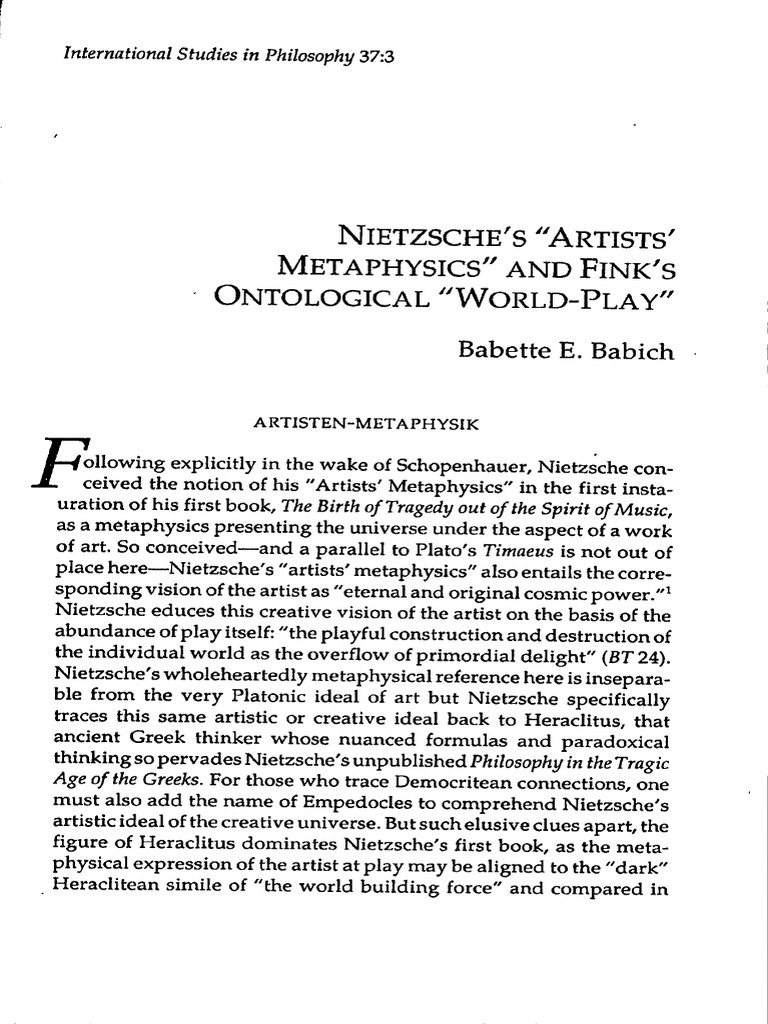Nietzsche's Artists' Metaphysics Explained | PDF