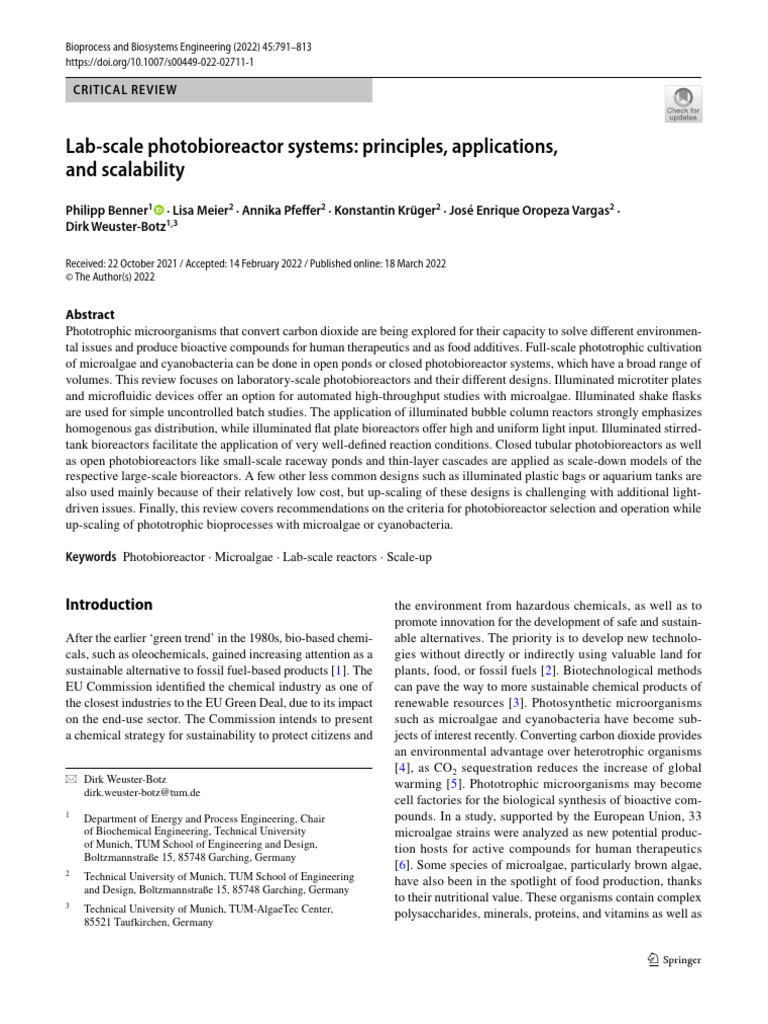 Lab Scale Photobioreactor Systems - Principles, Applications, and ...