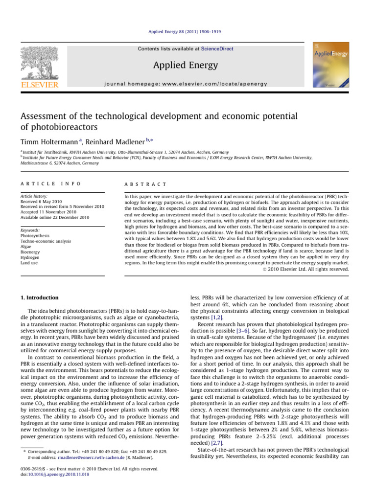 Assessment of The Technological Development and Economic Potential of ...