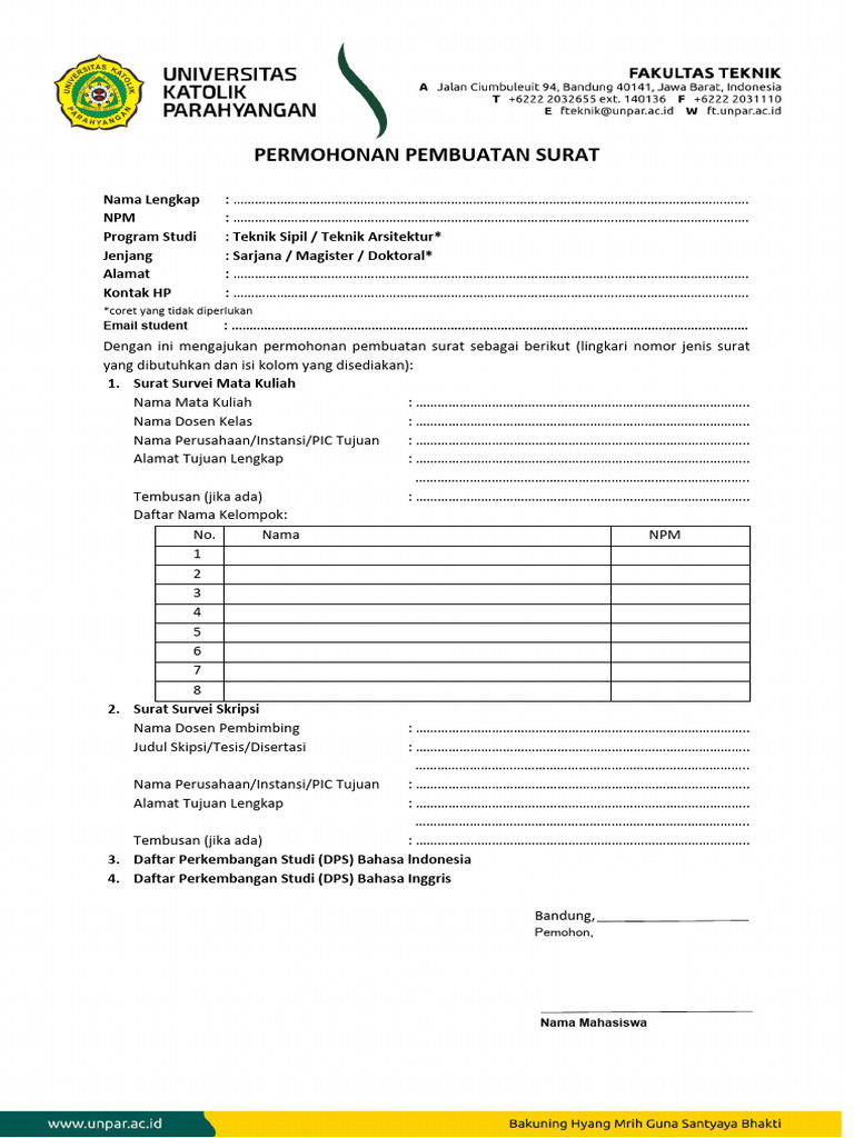 Form Surat Survey Dan DPS | PDF