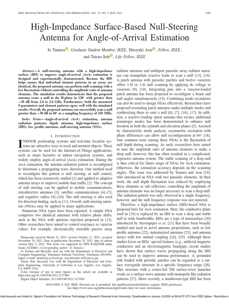 High-Impedance Surface-Based Null-Steering Antenna For Angle-of-Arrival ...