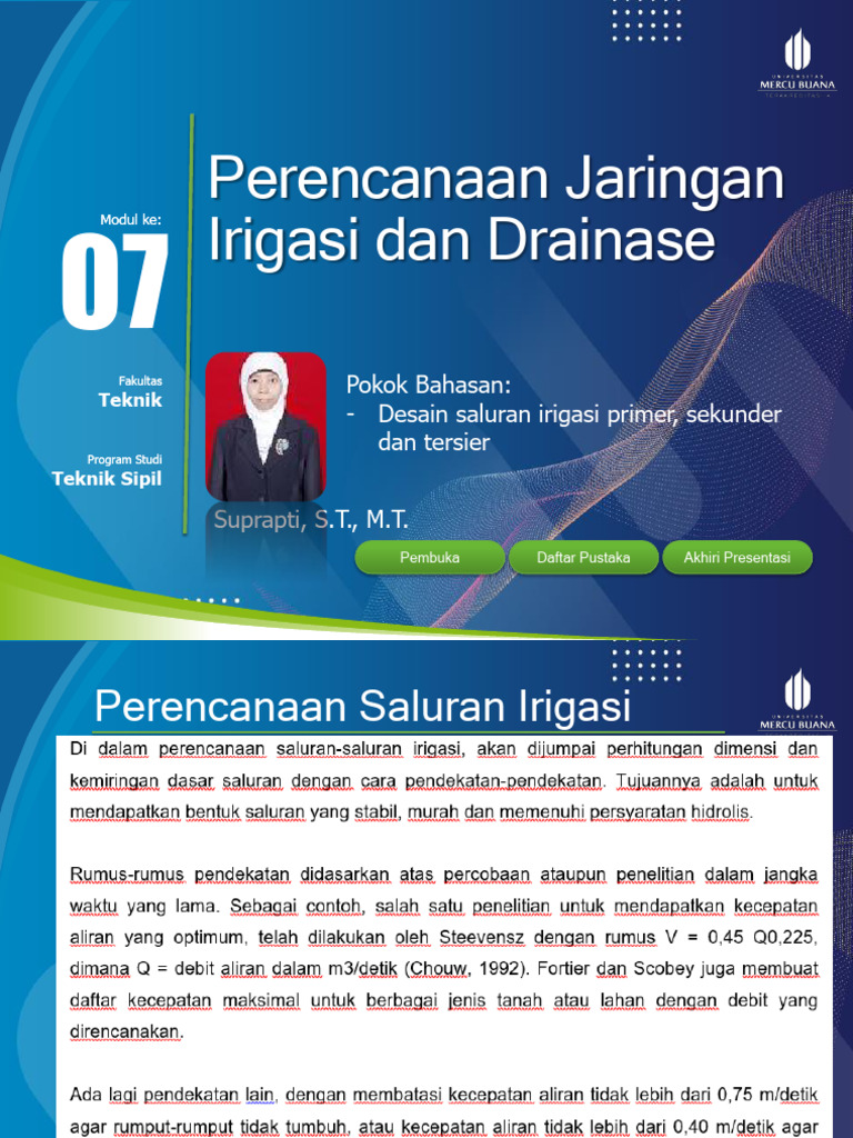 Modul 7. Desain Saluran Irigasi | PDF
