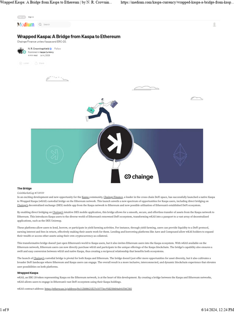 Wrapped Kaspa A Bridge From Kaspa To Ethereum By N R