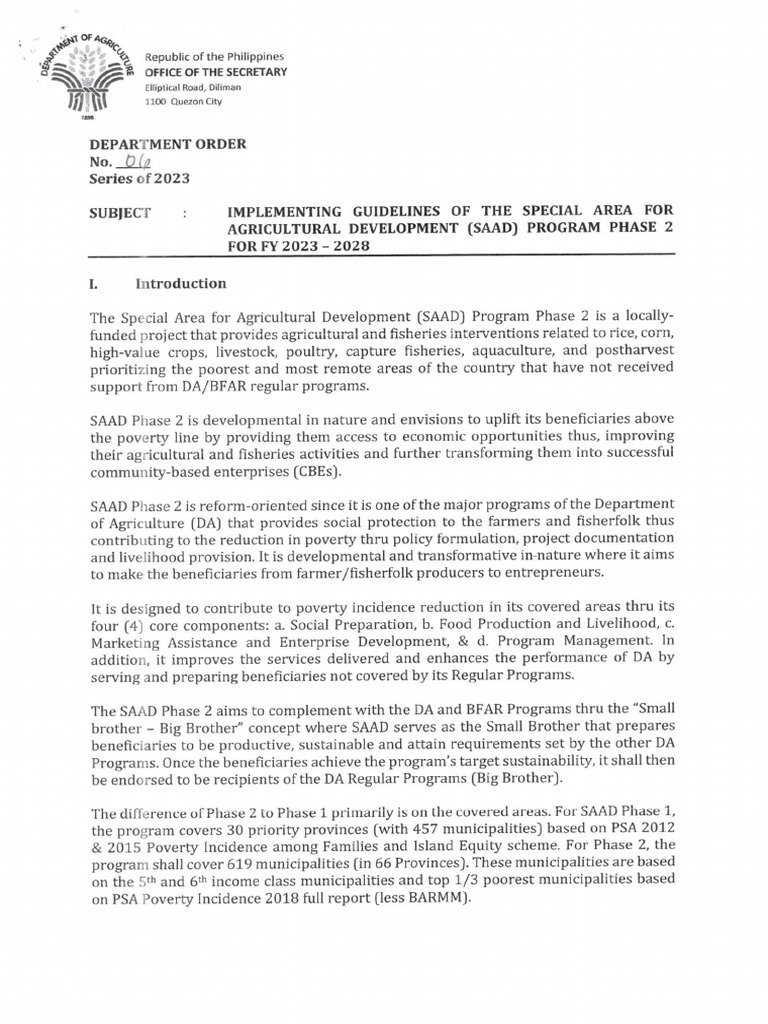 SAAD Program Phase 2 Guidelines 2023-2028 | PDF