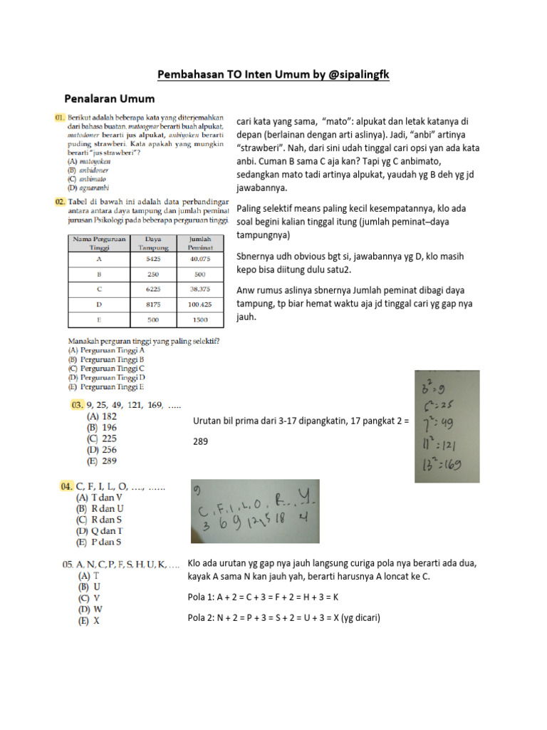 Pembahasan To Inten Umum | PDF | Seni & Disiplin Bahasa
