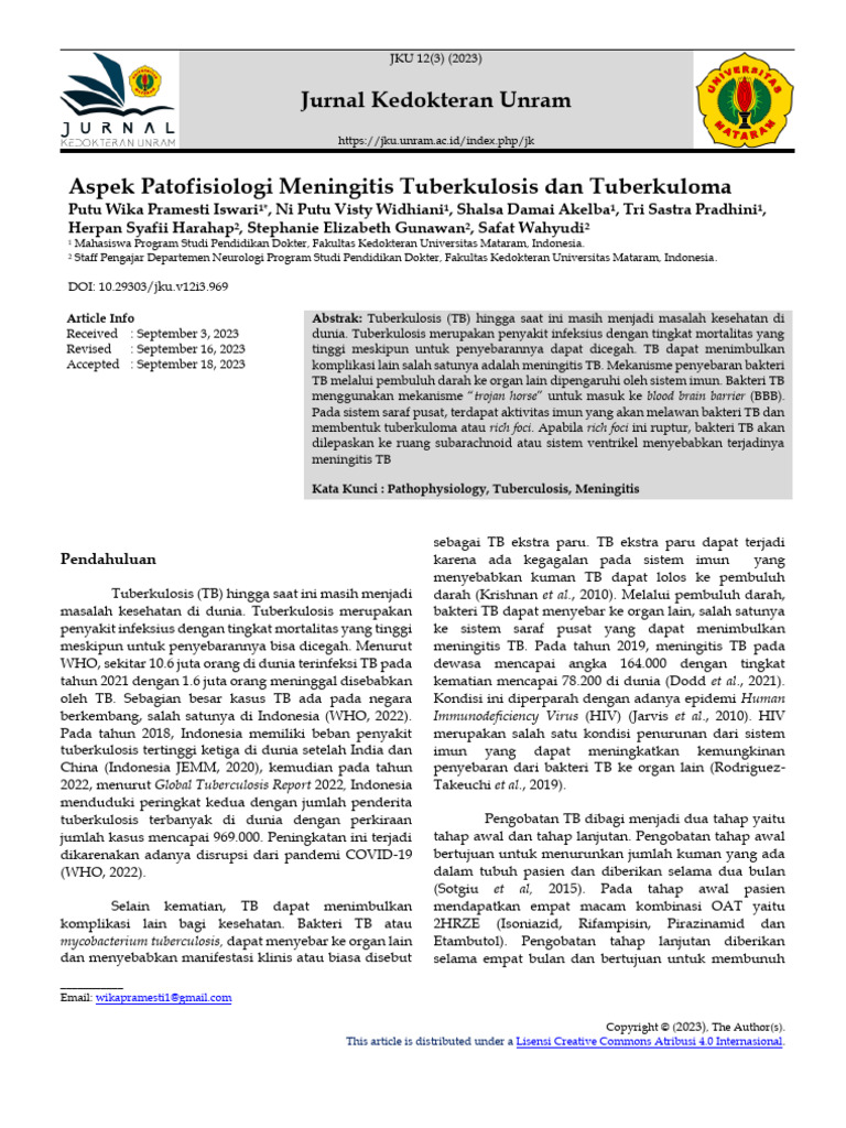Aspek Patofisiologi Meningitis Tuberkulosis Dan Tu | PDF | Pengembangan Diri | Kesehatan Holistik