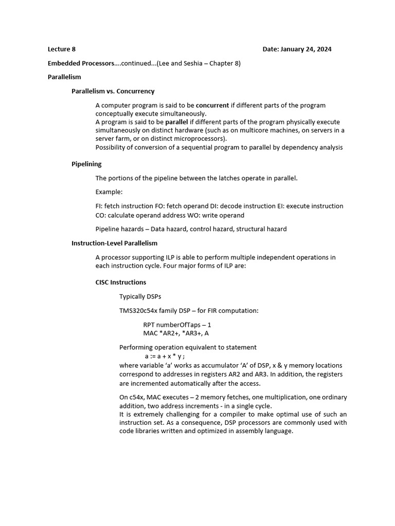 L8 Processor Types Parallelism Other Features Jan24 2024 Pdf Central Processing Unit 3429