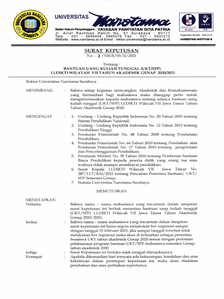 SK No. 2 TTG Bantuan Ukt | PDF