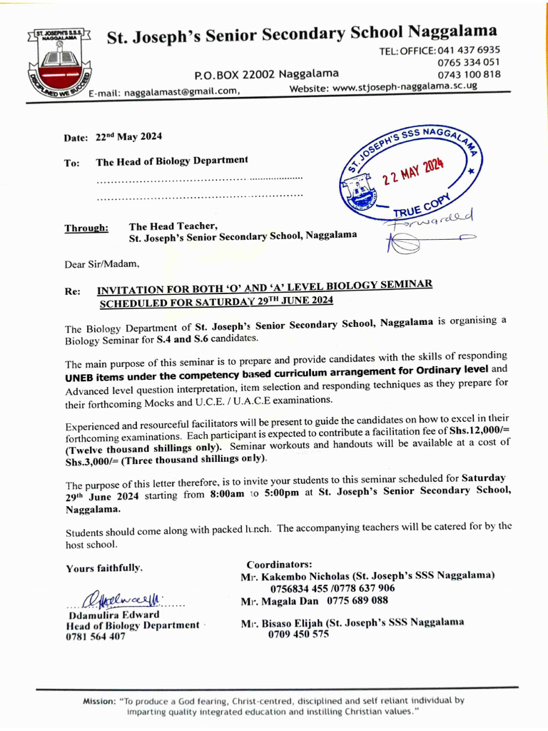 Biology Seminar Invite Naggalama | PDF