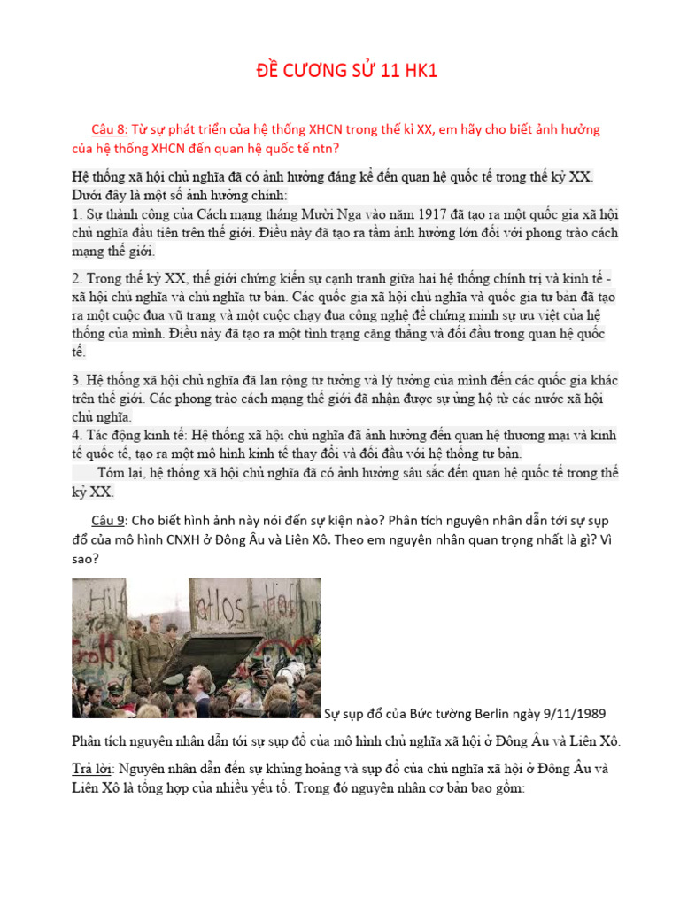 ĐỀ CƯƠNG SỬ 11 HK1 | PDF