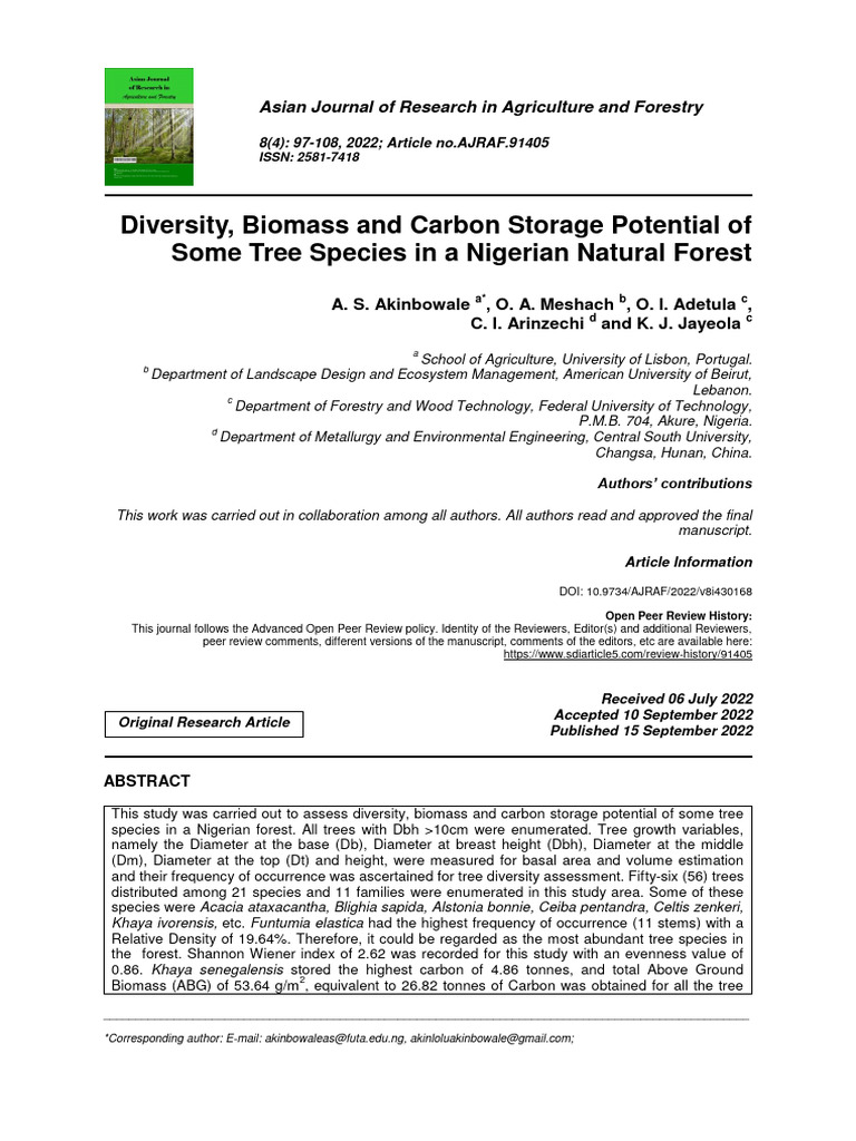 Akinbowale, 2022 (Page 8) | PDF | Forests | Biodiversity