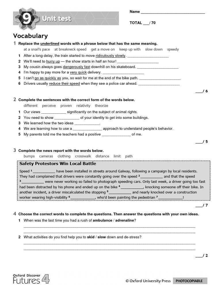 ODF4 Unit 9 Test | PDF | Speed Reading | Cognitive Science