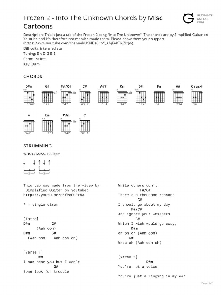 frozen 2 - into the unknown chords | PDF
