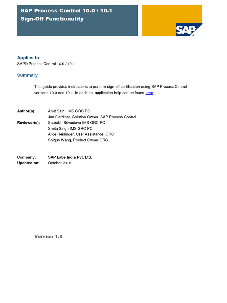SAP Process Control Sign-Off Guide | PDF | Ibm Db2 | Regulatory Compliance