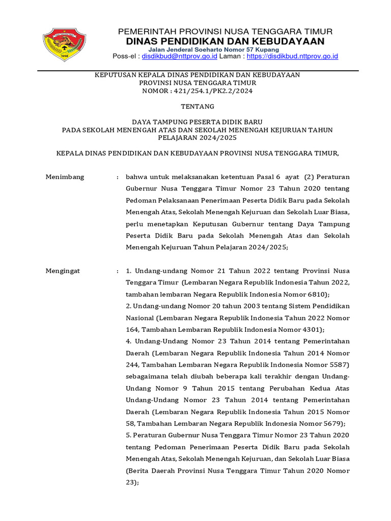 Kuota PPDB 2024 - Dinas OK | PDF