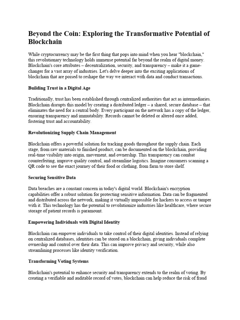 Exploring The Transformative Potential of Blockchain | PDF | Information Technology | Computing