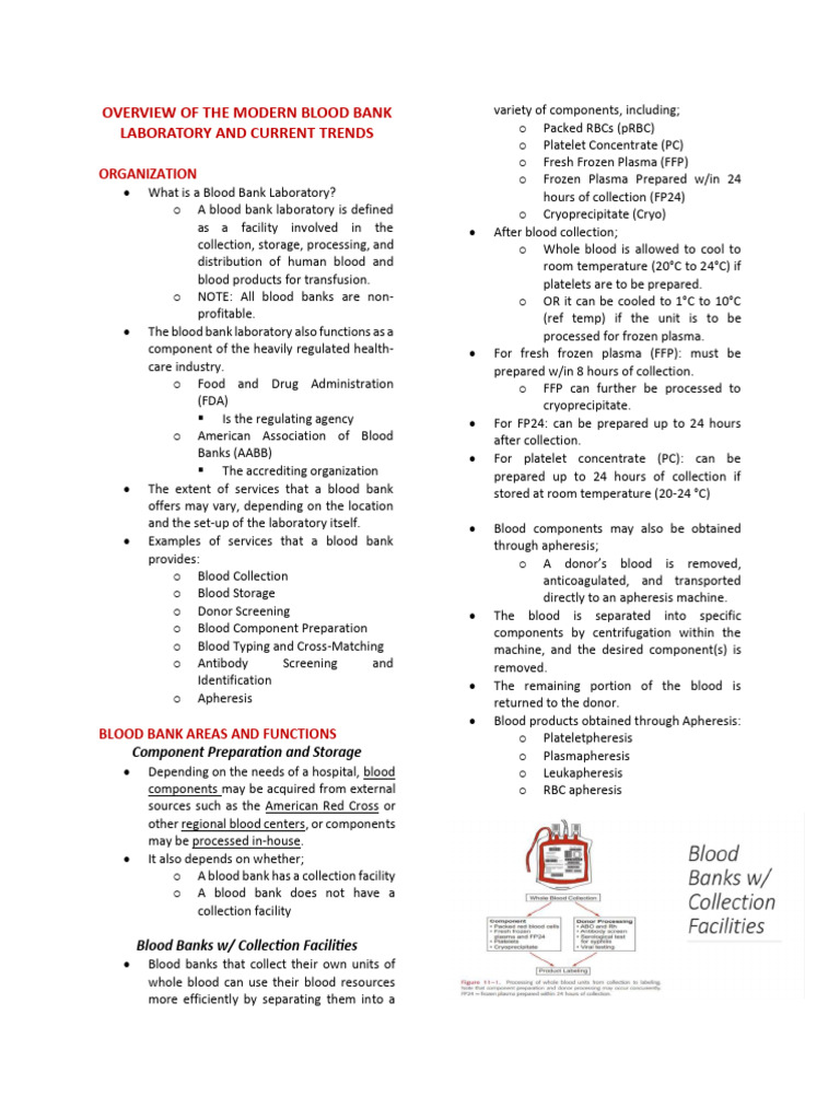 Topic 1 - Overview of The Modern Blood Bank Laborato | PDF | Blood ...